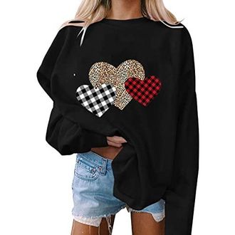 Generic 2026 Sweat-shirt d&eacute;contract&eacute; sans capuche pour femme Automne et hiver, Noir, XXL