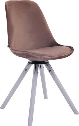 Clp Esszimmerstuhl Troyes Samt Rund Mit Hochwertigem Sitzpolster I Lehnstuhl Mit Stabilem Holzgestell I Drehbar I Sitzhöhe 48 cm, Farbe:braun, Gestell Far