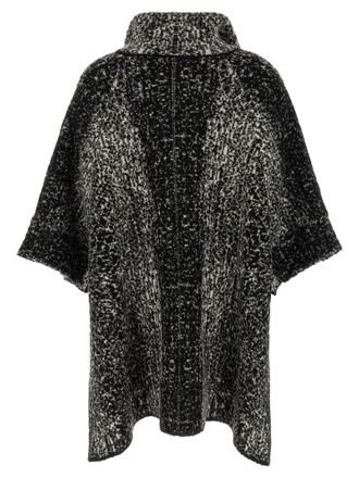 Nude Boucl&eacute; Wool Blend Coat - Black
