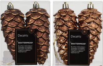 Kaemingk Christbaumschmuck Zapfen 12cm Kunststoff 2 Stück - bruchsicher & mit Glitzer - Christbaumkugeln Weihnachtsbaumkugeln - Weihnachtsbaumschmuck - Espress