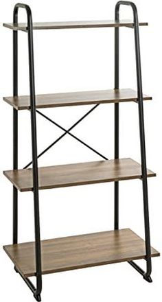 Haku Möbel Regal Eiche, schwarz, Metall, Spanplatte - Maße: B 60 cm x H 128 cm x T 36 cm, Style: Modern