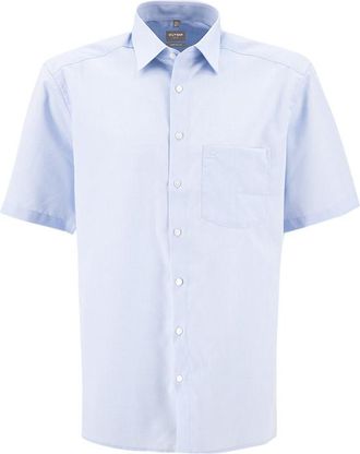 Olymp Herren Kurzarmhemd blau Comfort Fit