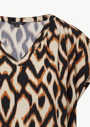 Comma Blusentop Bluse Bluse mit All-over-Print und V-Ausschnitt