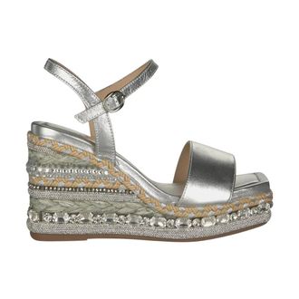 Alma En Pena Alma EN Pena, Femme, Chaussures, Gris, Taille: 38 EU Sandalette à talon compensé avec détails en strass