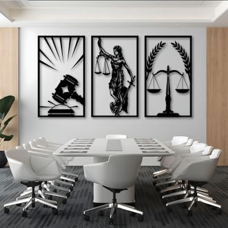 Generic Moderne minimalistische Metall-Wandkunst, Motiv: Justitia, Justitia-Waage, Wanddekoration f&uuml;r B&uuml;ro, Arbeitszimmer, Jura-Fakult&auml;t, Anwaltskanzlei (Schw