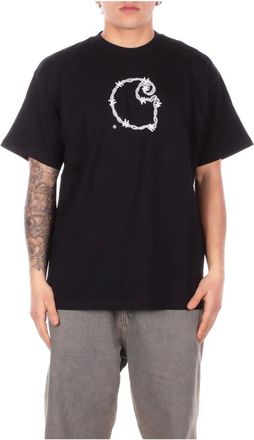 Carhartt Work in Progress Homme, Tops, Noir, Taille: S T-Shirt Barbwire