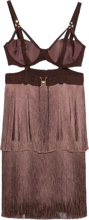 Elisabetta Franchi Femme, Robes, Brun, Taille: 40 FR Fringed Mini Dress