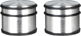 Relaxdays Türstopper Hoch, Edelstahl, Für Fenster und Türen, Groß, Gummi-Schutz, Für schwere Türen, HBT: ca. 7,5 x 9,5 x 9,5 cm, silber (Packung mit 2)