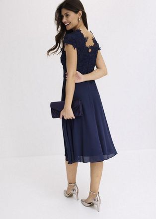 Bonprix Midikleid festlicher Stil, aus T&uuml;llmaterial mit Spitze, ausgestellte Passform