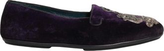 Dolce & Gabbana Homme, Chaussures, Violet, Taille: 43 EU Mocassins Velvet Crown Embroidery