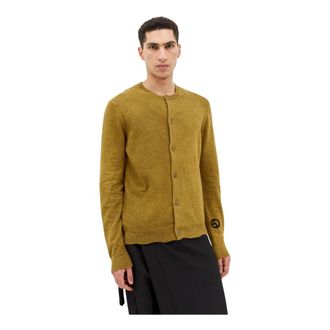 Acne Studios Woll-Baumwolle Crewneck Cardigan - - Knitwear - Herren - Gr&uuml;n - S