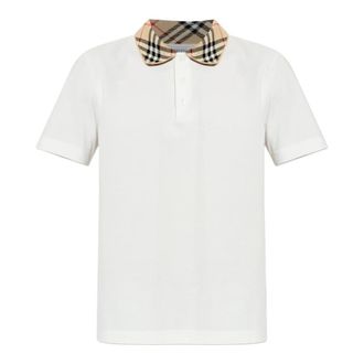 Burberry Check-Kragen Baumwoll-Polohemd - - Tops - Herren - Wei&szlig; - XL