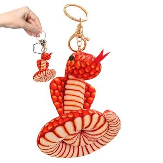 Generico Porte-cl&eacute;s serpent farci, porte-cl&eacute;s serpent en peluche - pendentif pour sac &agrave; dos avec - pendentif porte-cl&eacute;s en peluche, animal pour sac &agrave; dos, roug