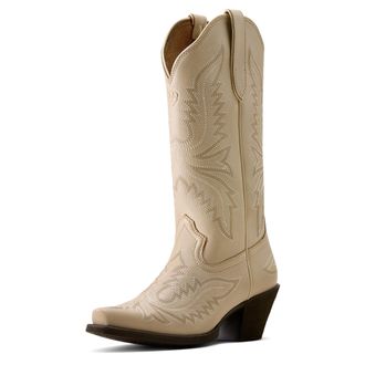 Ariat Womens Round Up Collins D Toe Western Boots in Buttercream, B Medium Width, Size 37.5, by Ariat