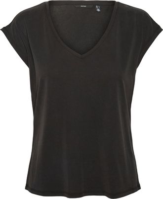 Vero Moda Damen Vmfilli V-Hals Tee Ga Noos T Shirt, Schwarz, M EU