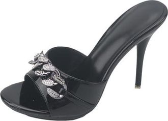 Miyoopark Mules sexy pour femme avec talon aiguille Mule d&eacute;t&eacute;, T88 strass noir brillant, 43 EU