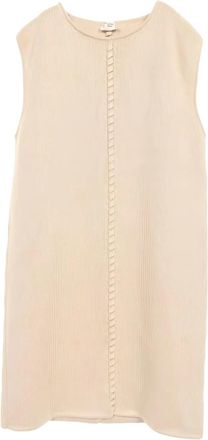 Hermès robe courte à bords en cuir (années 2010) - Tons neutres