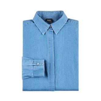 Fay Denim Langarmhemd mit Italienischem Kragen - - Blouses & Shirts - Damen - Blau - S
