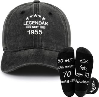 Satinior 2 St&uuml;ck 70 Jahre Geburtstag Geschenke f&uuml;r M&auml;nner 1 M&uuml;tze und 1 Paar Socken Witzig Geburtstag Mann Geschenkset f&uuml;r Papa Ehemann Opa Onkel Freund