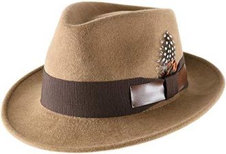 Marky Sorbatti - Chapeau Fedora Feutre - 3 Coloris - Homme ou Femme Le Ponctuel - Taille 59 cm - Camel