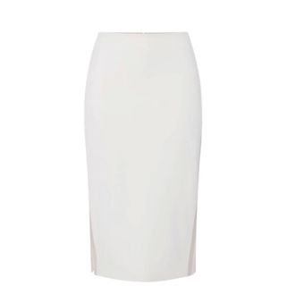 Elisabetta Franchi Femme, Jupes, Blanc, Taille: 40 FR Jupe L&eacute;g&egrave;re en Cr&ecirc;pe avec Bandes Satin&eacute;es