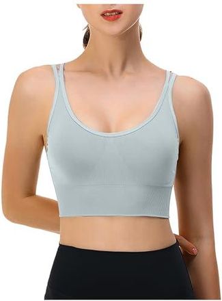 Generic Soutien-gorge pour femme sans fil avec chemise sans armatures et sans couture, bleu clair, L