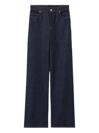 Claudie Pierlot Gerade Jeans mit Leder-Patch - Blau