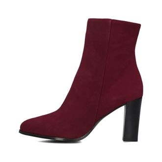 Notre-V Rote Wildleder Stiefeletten Stilvoller Blockabsatz - - Shoes - Damen - Rot - 40 EU