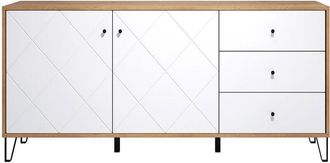 ebuy24 Ebuy24 - Touch Buffet 2 portes, 3 tiroirs, finition chêne, blanc mat