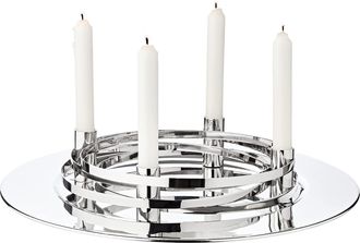 Edzard Adventskranz La Avia, Durchmesser 39 cm, Edelstahl, silberfarben, f&uuml;r Stabkerzen