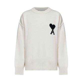 Ami Femme, Pulls, Beige, Taille: 42 FR Pull Col Rond De Coeur