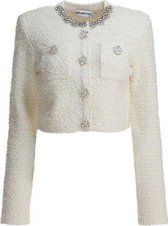 Self Portrait Femme, Pulls, Beige, Taille: 40 FR Cardigan en maille texturée