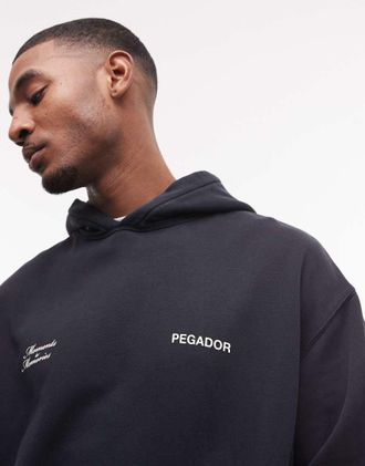 Pegador Pegador - Rochefort - Sweat &agrave; capuche oversize avec imprim&eacute; graphique au dos - Noir vintage