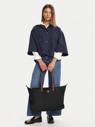 Tommy Hilfiger Handtasche Popette Maxi Tote AW0AW17996 Schwarz