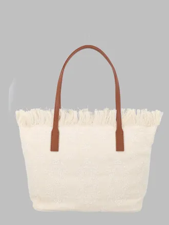 MC2 Saint Barth Womens Shoulder Bag City With Fringe White Cotton
