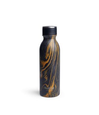 Smartshake BOHTAL Doppelt isolierte Marmor Wasserflasche - 600ml Edelstahl Schwarz Metall Wasserflasche für heiße und kalte Getränke BPA-frei Schwarz Trinkflasch