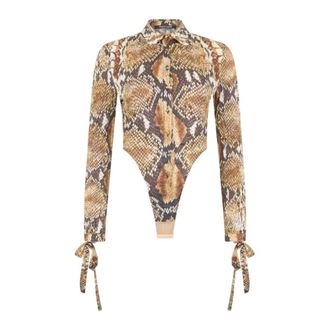 Roberto Cavalli Femme, Tops, Brun, Taille: 38 FR Chemise &agrave; imprim&eacute; animalier avec