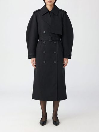 Anine Bing Trench-coat crois&eacute; en coton avec manches ballon et ceinture