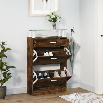 vidaXL Vidaxl - Armoire &agrave; chaussures Ch&ecirc;ne fum&eacute; 63x24x104 cm Bois ding&eacute;nierie