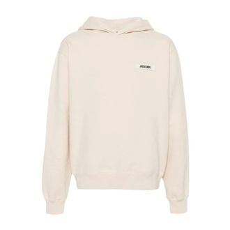 Jacquemus Homme, Sweatshirts et sweats &agrave; capuche, Beige, Taille: XL Pull &agrave; Capuche Beige avec &Eacute;tiquette Logo
