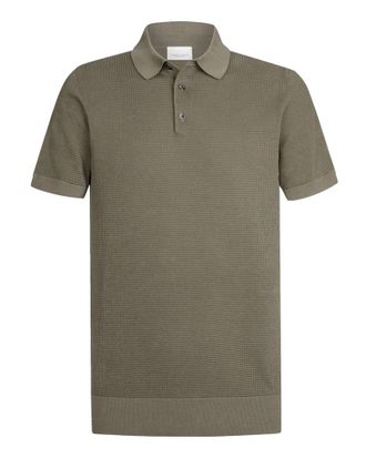 Profuomo Unifarbenes Strick-Poloshirt in Reiskornstruktur in
