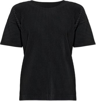 Issey Miyake Homme, Tops, Noir, Taille: XL T-shirt pliss&eacute; &agrave; col rond