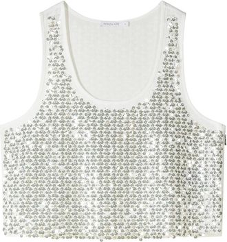 Patrizia Pepe Femme, Tops, Blanc, Taille: 40 FR Top en tulle ricamato