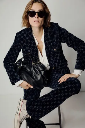 Gerard Darel Veste en velours &agrave; monogramme - NYSSA - Navy