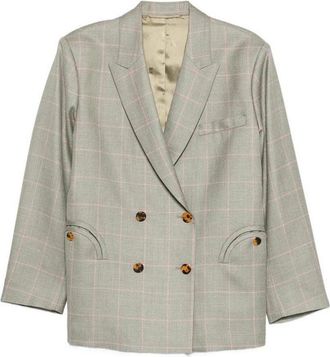 Blaz&eacute; Milano Karierter Zweireihiger Blazer - - Jackets - Damen - Grau - M