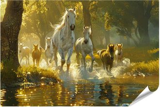 Islandburner XXL Bild Poster Pferdeherde Am Fluss Im Morgenlicht Premium Bilder Fotodruck