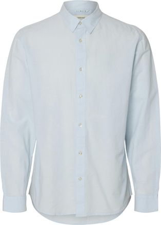 Selected Langarmhemd SELECTED SLHSLIMSUN LS SHIRT CLASSIC D, Herren, Gr. XL, N-Gr, skyway detail:mixed with wei&szlig;, Web, Obermaterial: 71% Baumwolle, 29% Leinen,