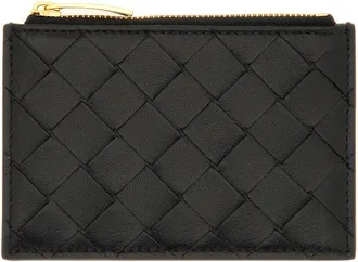 Bottega Veneta Woven Lambskin Card Case - Black