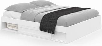 IDMarket Cadre de lit Double Salem avec rangements et sommier 160 x 200 cm Blanc