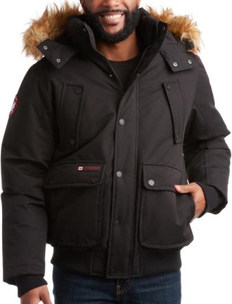 Canada Weather Gear Herren Big & Tall Winterjacke - Schwerer Bomber-Parka, Mantel Jacke f&uuml;r gro&szlig;e M&auml;nner (Gr&ouml;&szlig;en: M-5X), Rabenschwarz, 5X